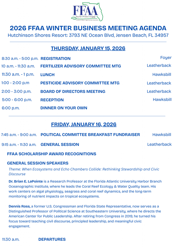 FFAA Winter Business Meeting – Florida Fertilizer & Agrichemical ...